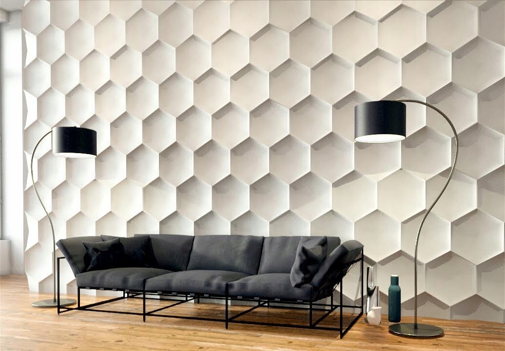 PANELE ścienne 3D GIPS Artpanel Hexagon SZEŚCIAN - 6730774403 ...