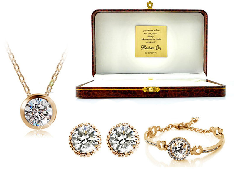 ZŁOTY KOMPLET BIŻUTERII DELICATE PARIS SWAROVSKI - 5252120050 ...