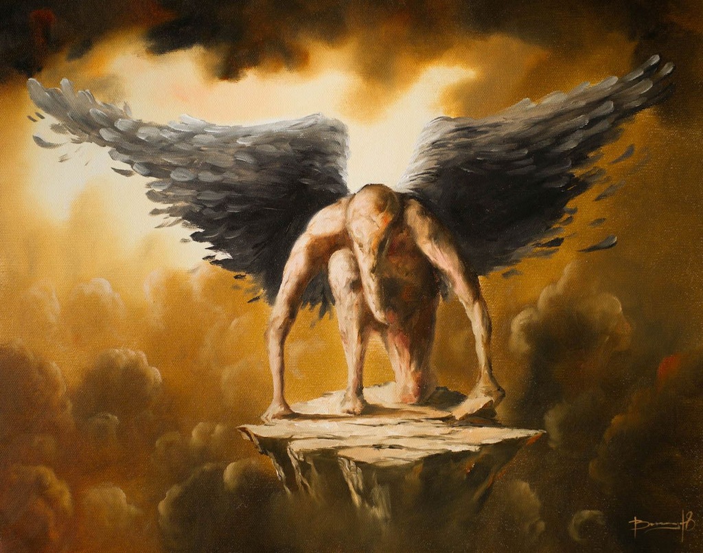 ikar DUŻY OBRAZ OLEJNY na PŁÓTNIE surrealizm - 7372250503 - oficjalne ...