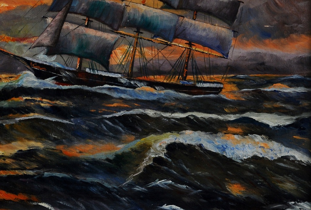 FREDE SALLING 1910 MARYNISTYKA ORYGINALNY OBRAZ ! - 7751948498 ...