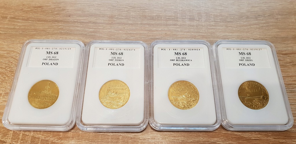 2ZŁ okręty Orzeł Piorun Dragon Błyskawica MS68 PCG - 7723379054 - oficjalne archiwum Allegro