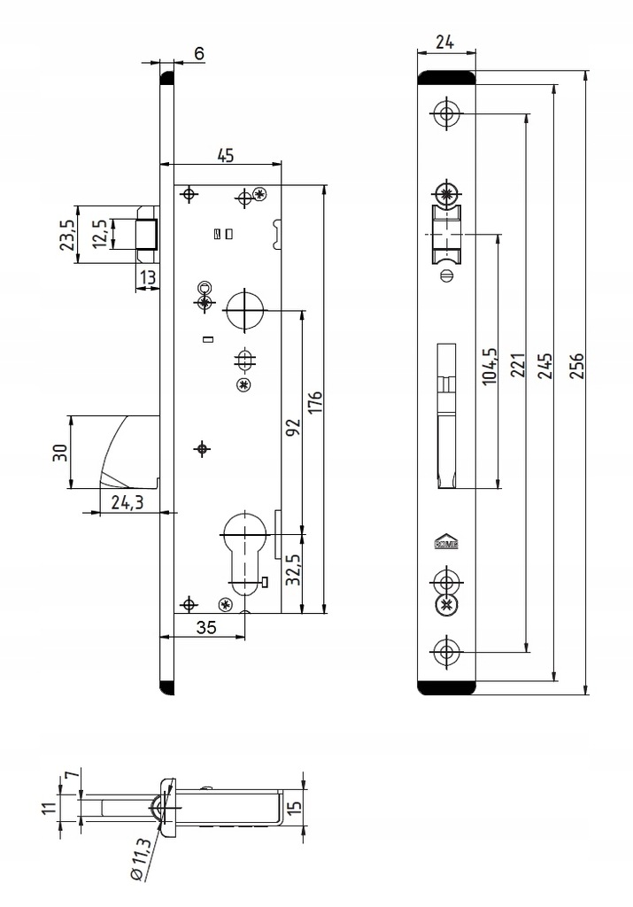 Zamek ROLKOWY ROMB dormass 35 mm blacha C6x24mm - 7476564049 ...